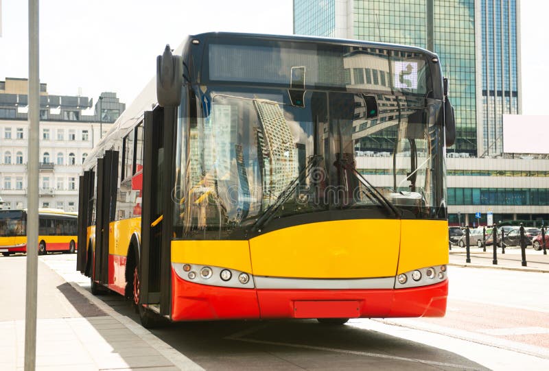 Bus on Road in City. Public Transport Stock Photo - Image of travel ...