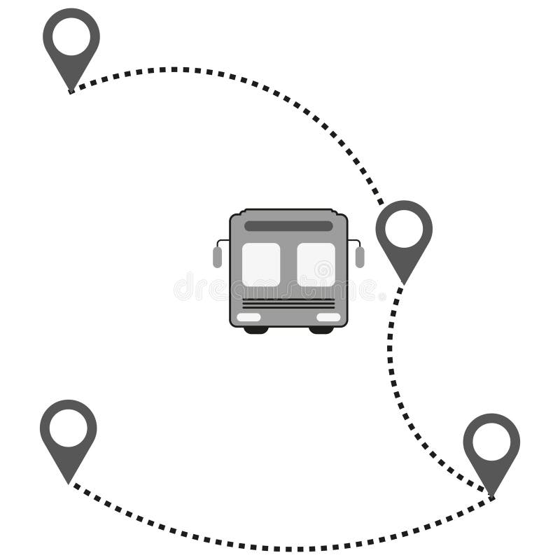 Bus Route Icon. Dotted Path with Map Markers. Vector Transportation ...