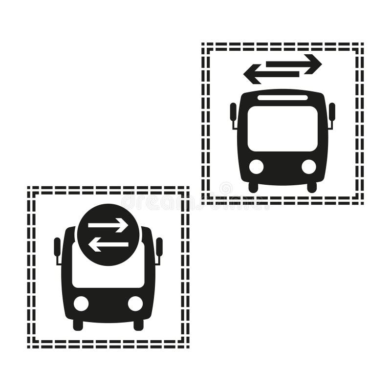 Bus Route Symbol. Transport Direction Icon. Arrows Vector Sign. Square ...