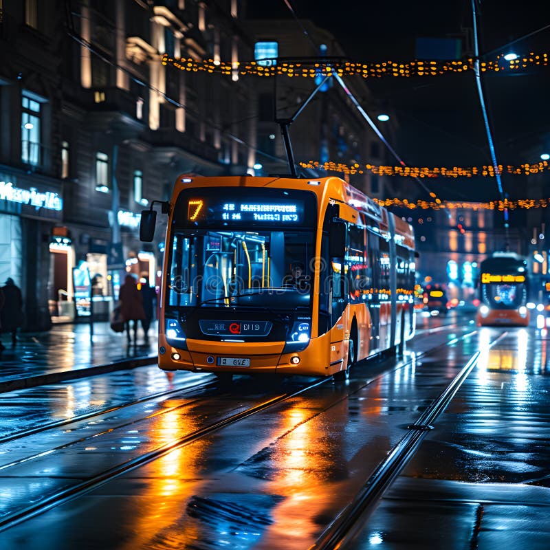 A Bus is Running on the Road. Stock Illustration - Illustration of ...