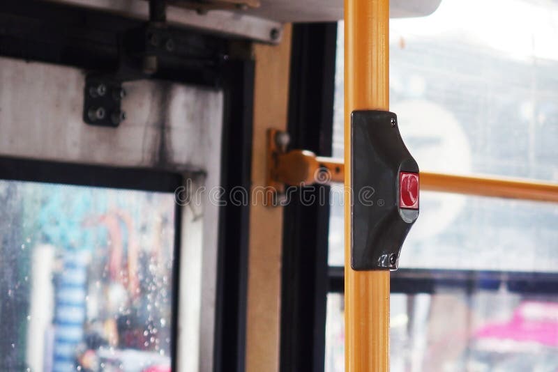 Bus`s Electric Bell Ringing Switch Handy Install on Yellow Handrail ...