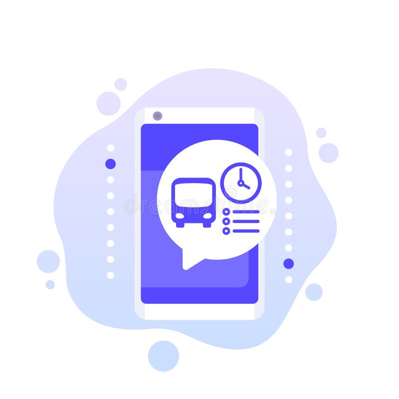 Bus Schedule App Vector Icon with a Phone Stock Vector - Illustration ...