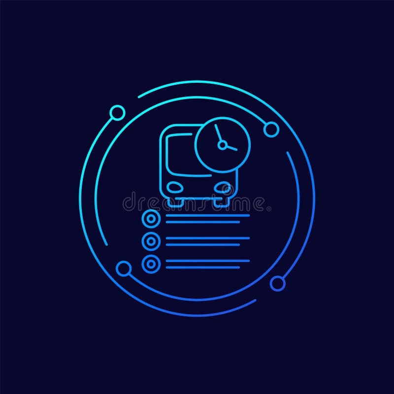 Bus Schedule or Timetable Icon, Linear Design Stock Vector ...