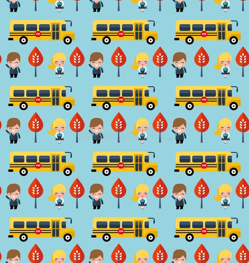 Bus and School Children Pattern Stock Vector - Illustration of ...