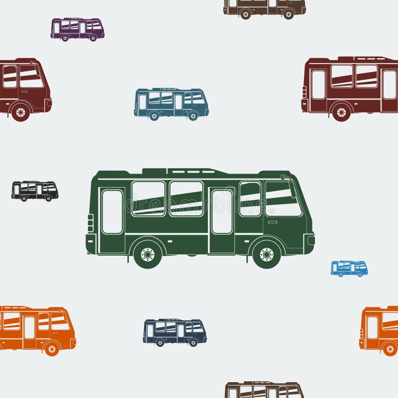Flat Style Bus Vector Seamless Pattern Stock Vector - Illustration of ...