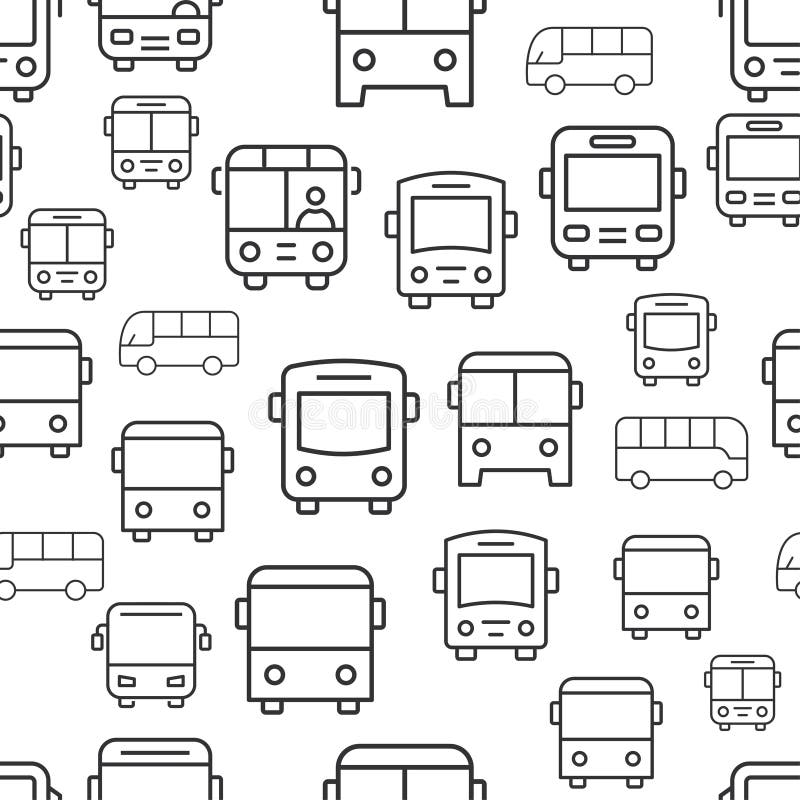 Bus Seamless Pattern with Icons. Stock Vector - Illustration of road ...