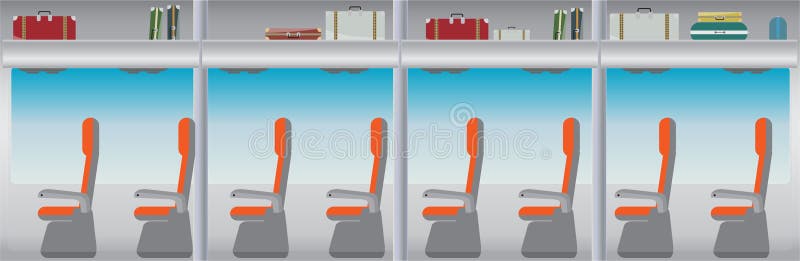 Bus and Seat with Bag and Blue Window Stock Vector - Illustration of ...