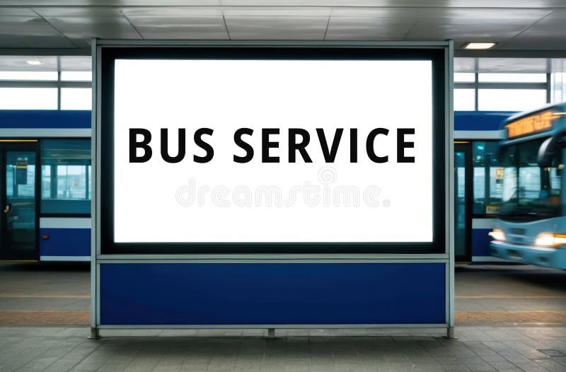 BUS SERVICE Text Words Phrase on a Billboard Stock Illustration ...