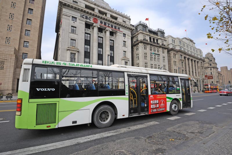 Bus stop in Shanghai editorial stock image. Image of driver - 28807064