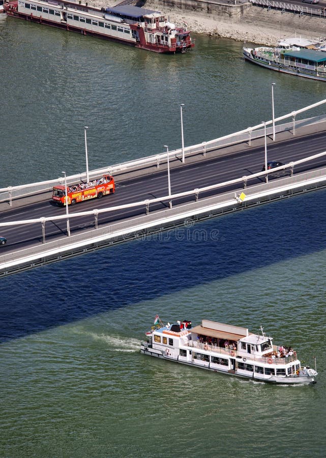 Bus and ship in Budapest editorial photo. Image of motor - 29239461