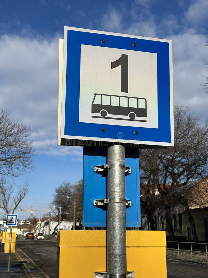 Bus sign at the terminal stock image. Image of transportation - 354757359