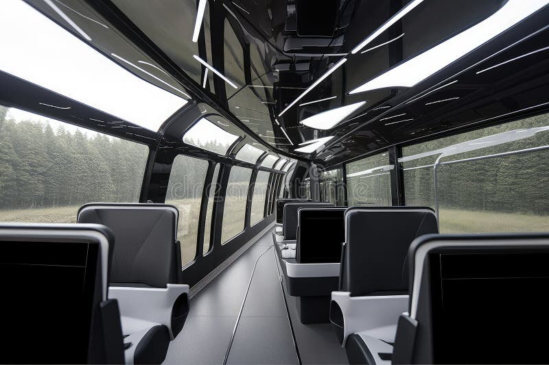 Bus with Sleek, Streamlined Design and Panoramic Windows for Passengers ...