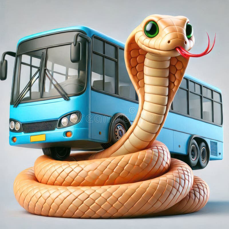 The Bus Stands on a Giant Snake. Space for Text. Stock Image - Image of ...