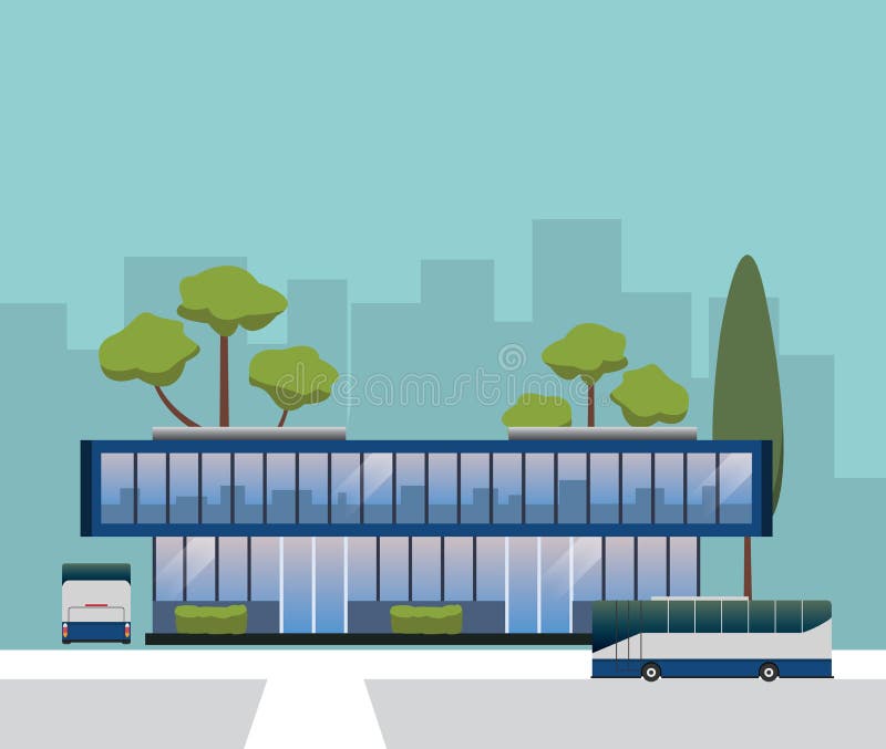 BUS STATION Building Vector Stock Vector - Illustration of real ...