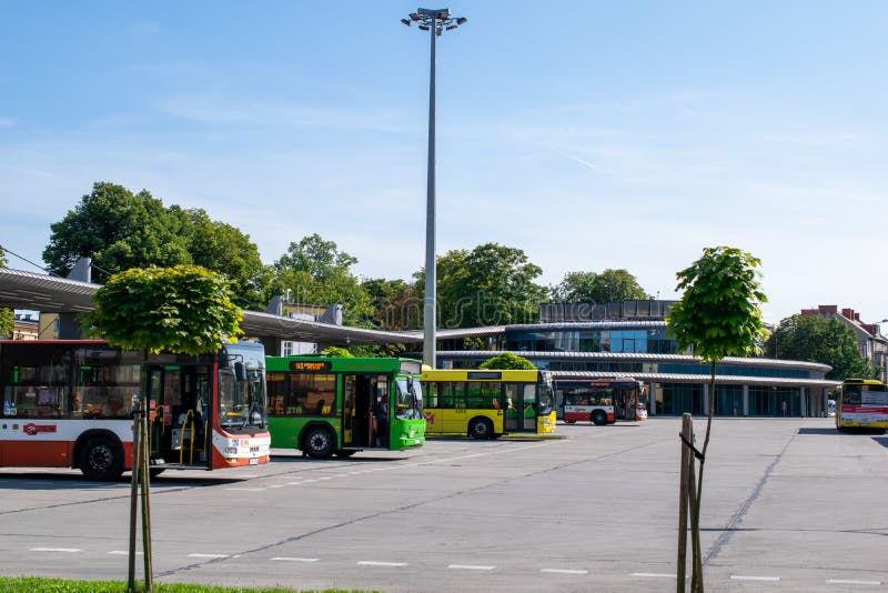 Bus Station with a Central Building and Platforms Editorial Stock Photo ...