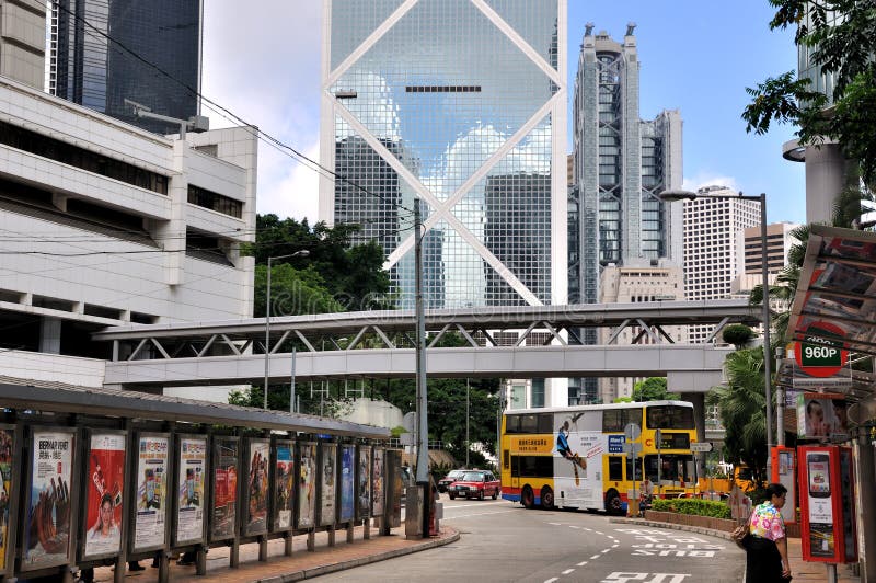 Bus Station in Downtown of Hongkong Editorial Stock Image - Image of ...