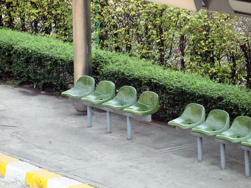 Bus Station with Green Plastic Seats Stock Photo - Image of ...