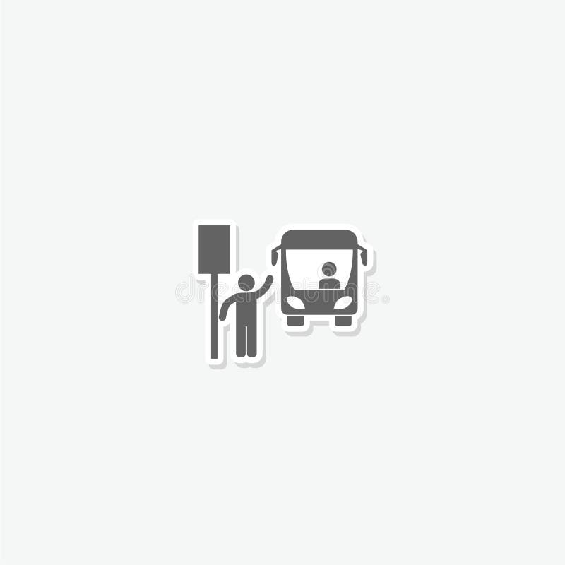 Bus Station Icon Sticker Isolated on Gray Background Stock Vector ...