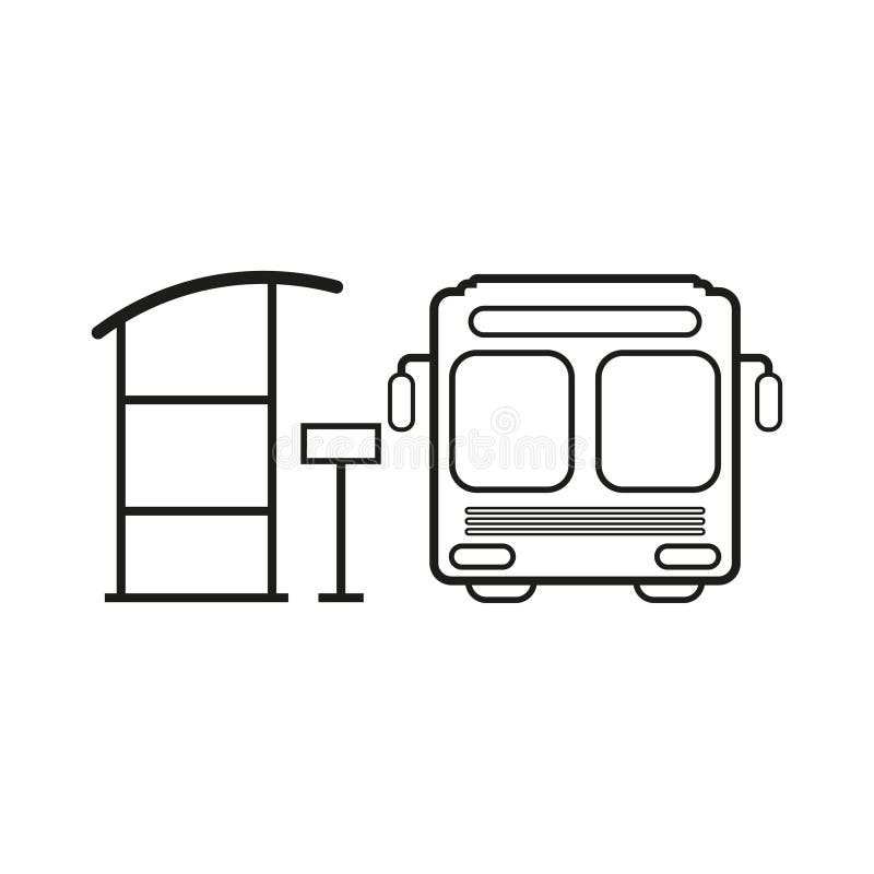 Bus Station Icon, Bus Stop, View Front. Vector Illustration. Stock ...