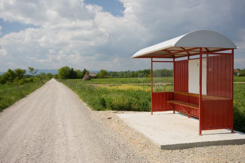 Bus Station Near Pebble Path Stock Image - Image of path, cover: 5502309