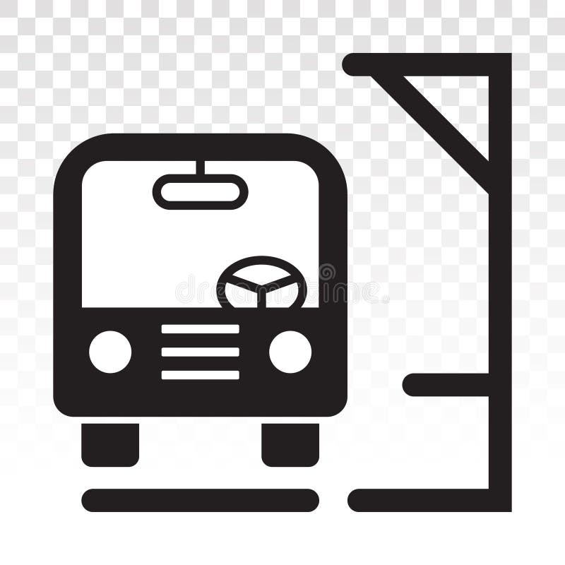 Bus Station Public Transportation Vector Flat Icon on a Transparent ...