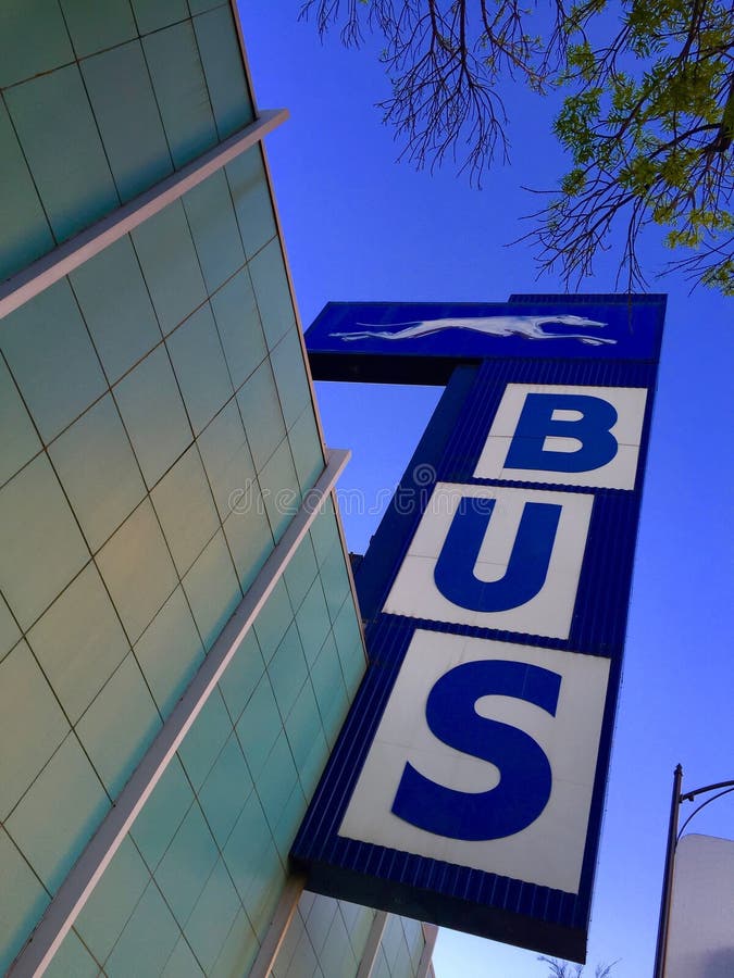 Bus station sign editorial photo. Image of perspective - 118586051