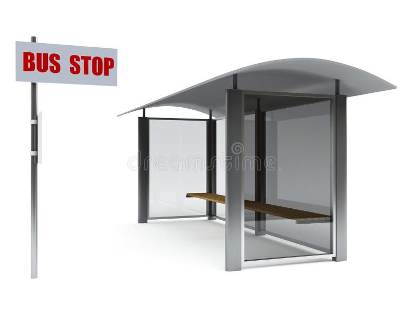 Modern Bus Stop with Blank Banner. Front View Stock Illustration ...