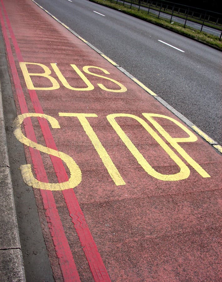 Bus stop 3 stock image. Image of yellow, signage, letters - 268457