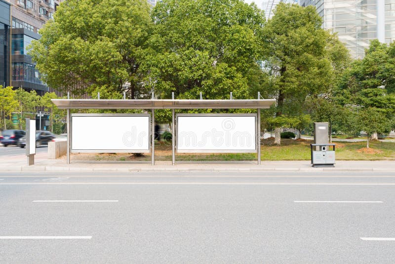Bus stop billboard stock photo. Image of beautiful, leaves - 286957838