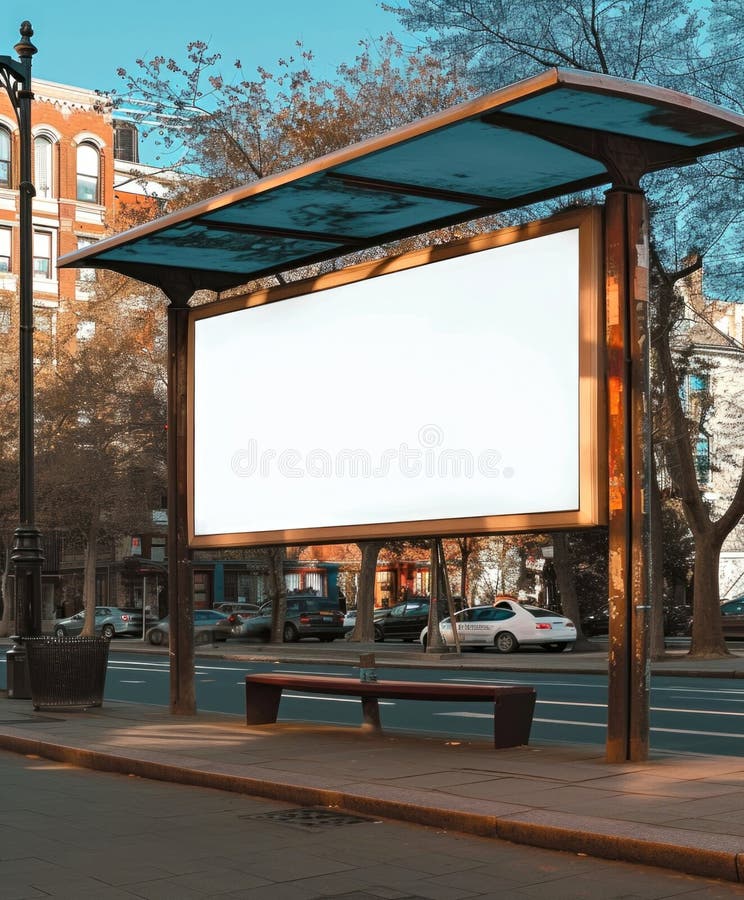 A Bus Stop with a Billboard on the Side of the Road, Large Outdoor ...