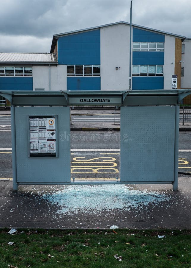 Vandalised bus stop stock image. Image of destroyed, crash - 27306769