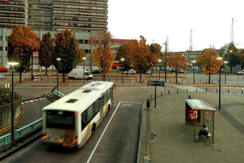 Bus Stop, Brussels, Belgium Stock Image - Image of platform, stop: 82614903