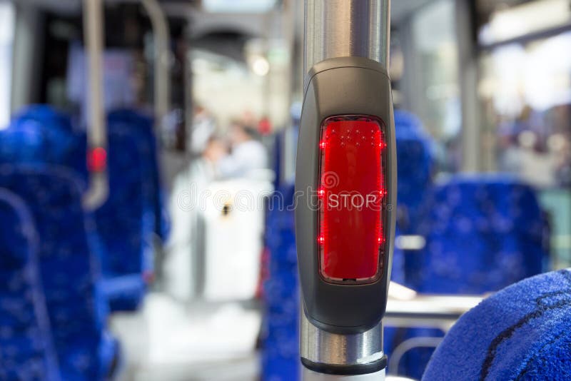 Bus stop button interior editorial stock image. Image of bell - 93043969