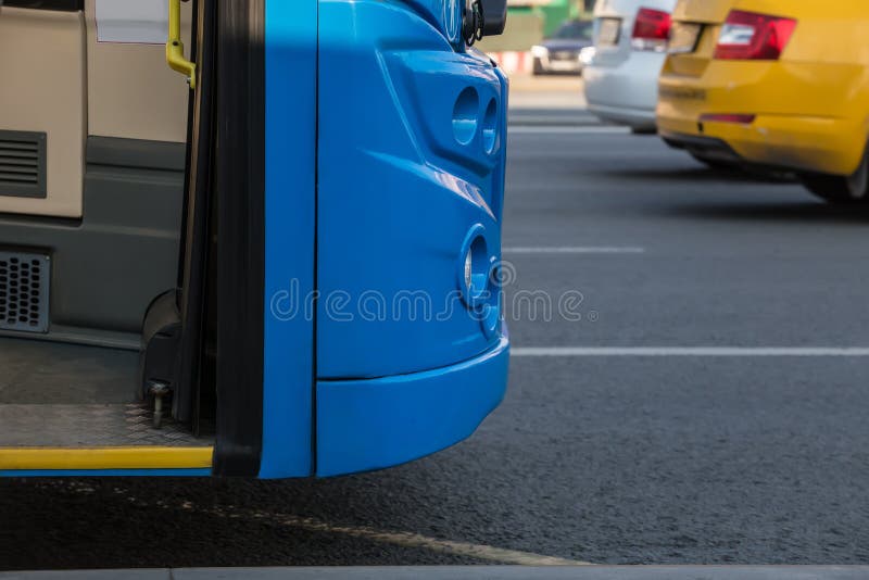 Bus at the Bus Stop in the City Center Stock Image - Image of city ...