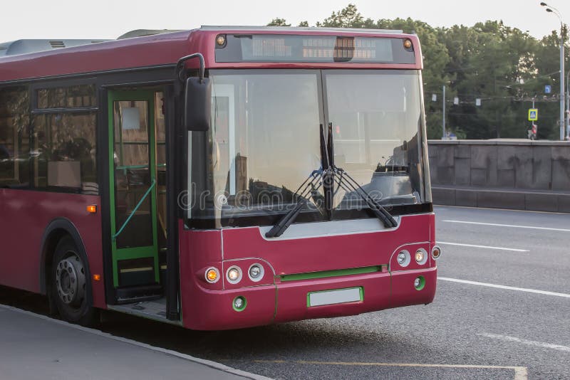 Bus at the Bus Stop in the City Center Stock Image - Image of station ...