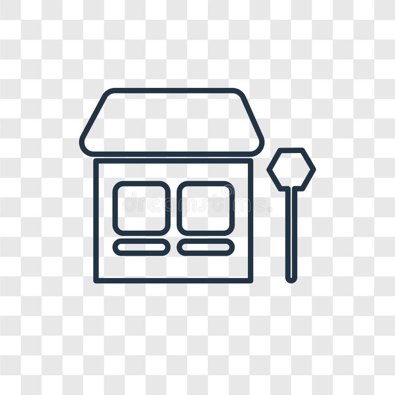 Bus Stop Concept Vector Linear Icon Isolated on Transparent Back Stock ...