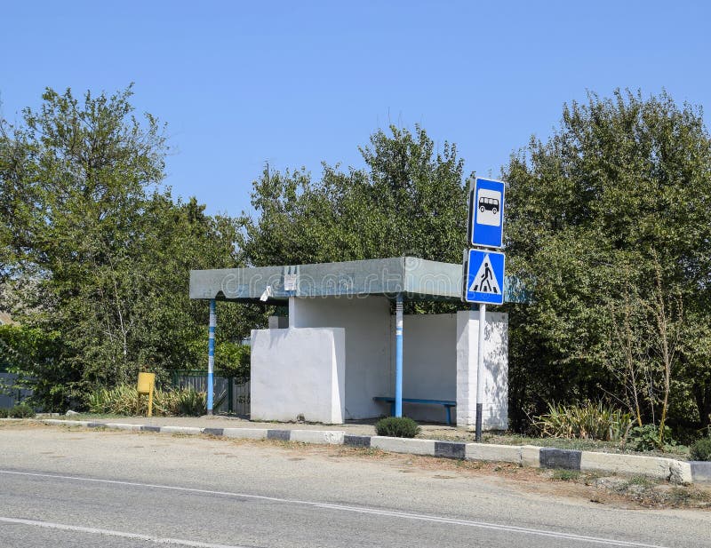 Bus Stop in the Countryside. Rural Landscape. Stock Photo - Image of ...