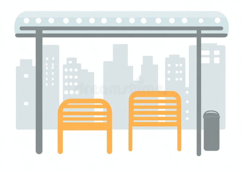 A Bus and Bus Stop are Depicted in a Modern Flat Illustration on an ...