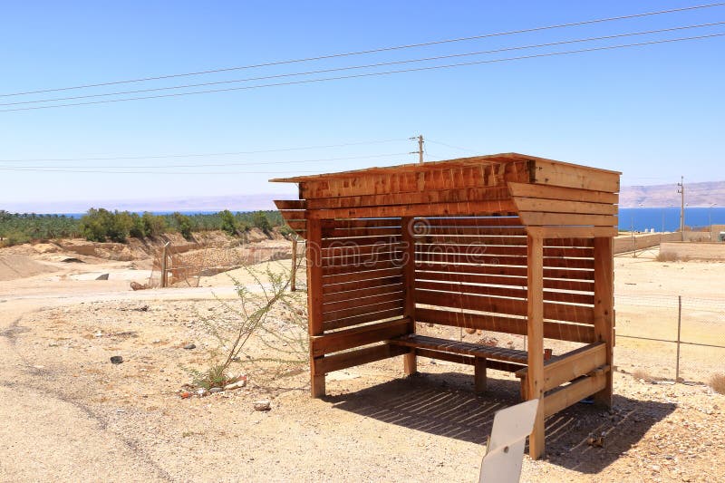 Bus Stop on a Dusty Road in Jordan Stock Photo - Image of landmark ...