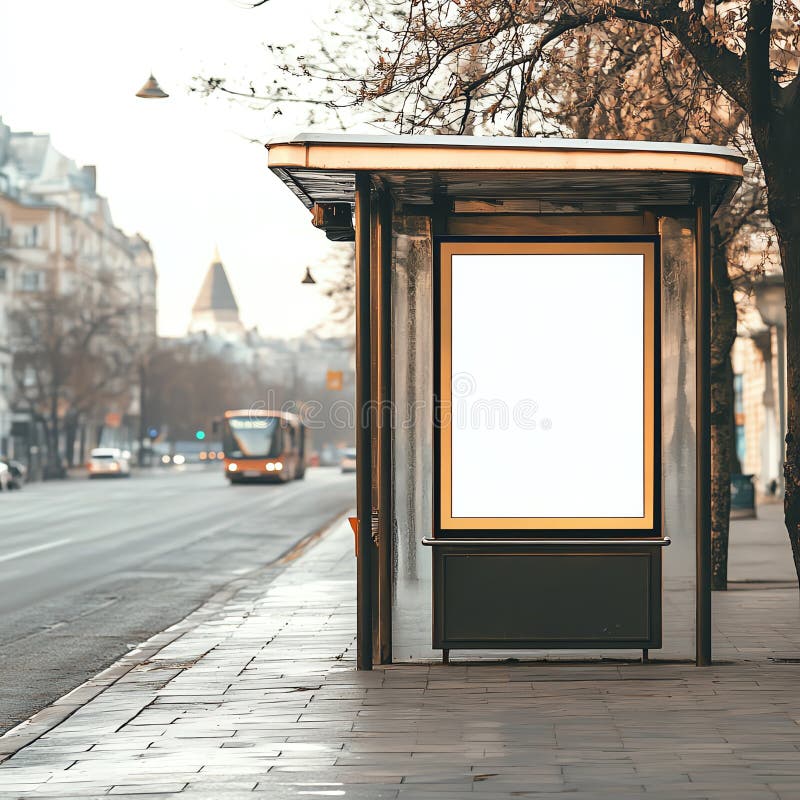Bus Stop with Empty Advertisement Panel on a Street during Daytime ...