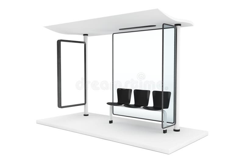 Bus Stop with Empty Billboard Stock Illustration - Illustration of ...