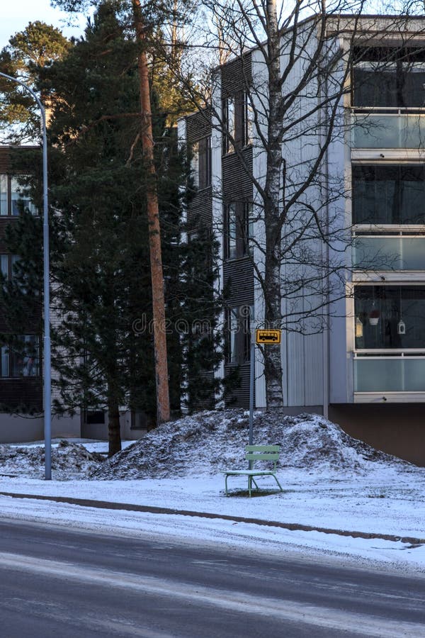 Bus stop in Finland Europe stock image. Image of deck - 76641967