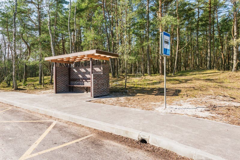 Bus stop in the forest stock image. Image of rural, terminal - 371145045