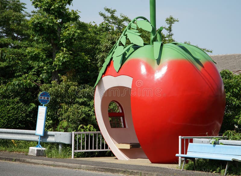 Bus Stop of the Form of the Tomato Stock Photo - Image of green ...