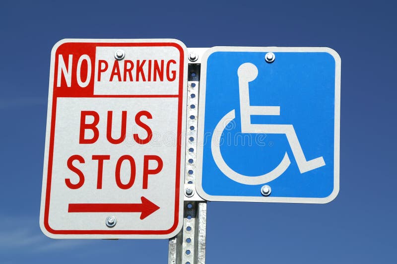 Bus Stop & Handicap Signs Stock Image - Image of sign, notice: 14375535