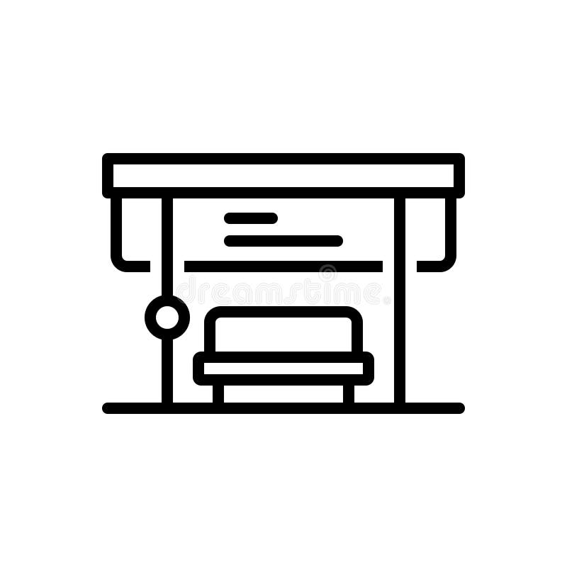 Black Line Icon for Bus Stop, Departure and Bus Stock Vector ...