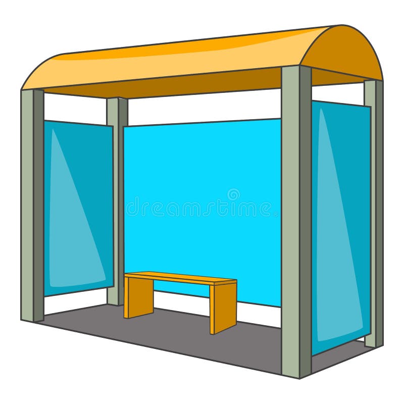 Bus Stop Icon, Cartoon Style Stock Vector - Illustration of blue ...