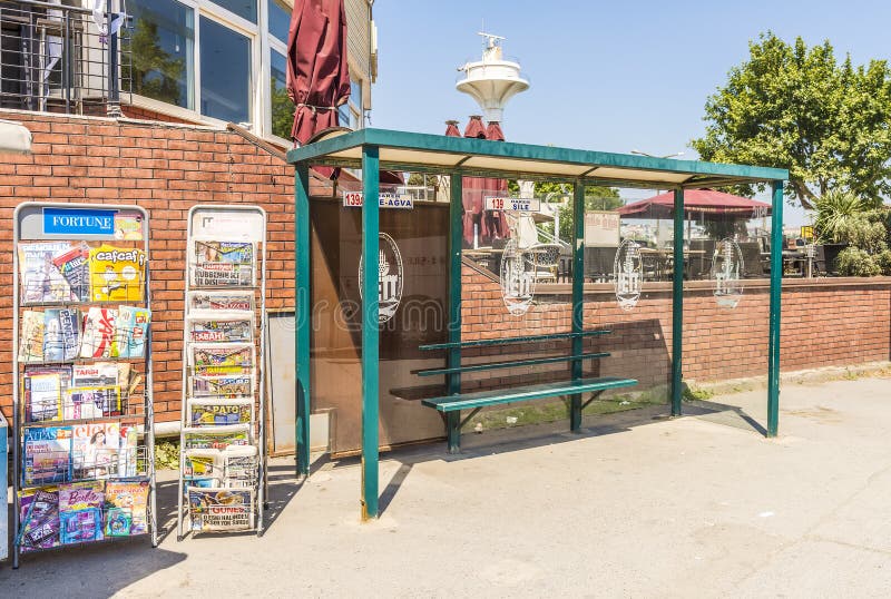 A bus stop in Istanbul. editorial photo. Image of paper - 56978281