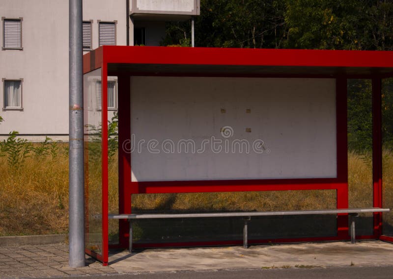Bus Stop with a Large Blank Billboard Stock Photo - Image of road, sign ...