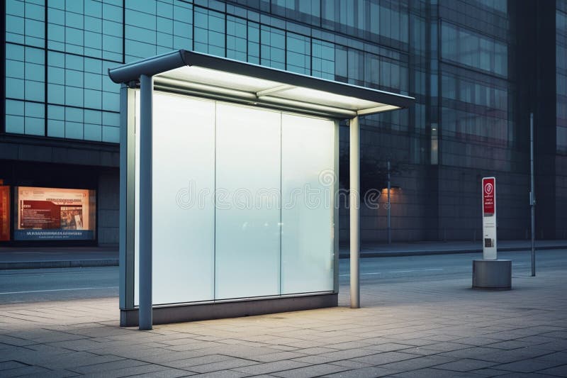 A Bus Stop with a Large Blank Billboard on the Pavement with Generative ...